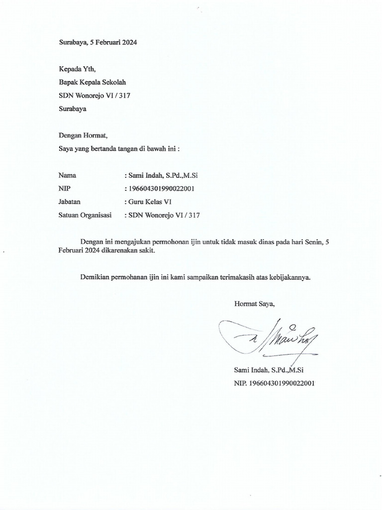 Surat Ijin 5 Februari 2024 | PDF