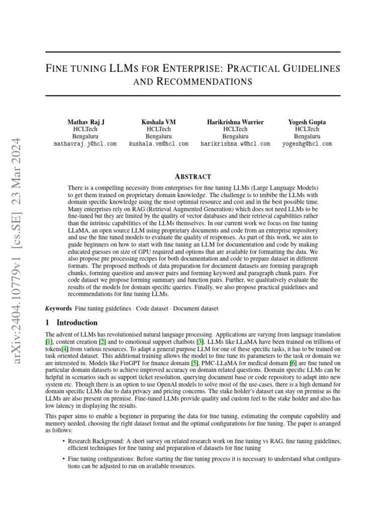 Fine Tuning LLM For Enterprise: Practical Guidelines and ...