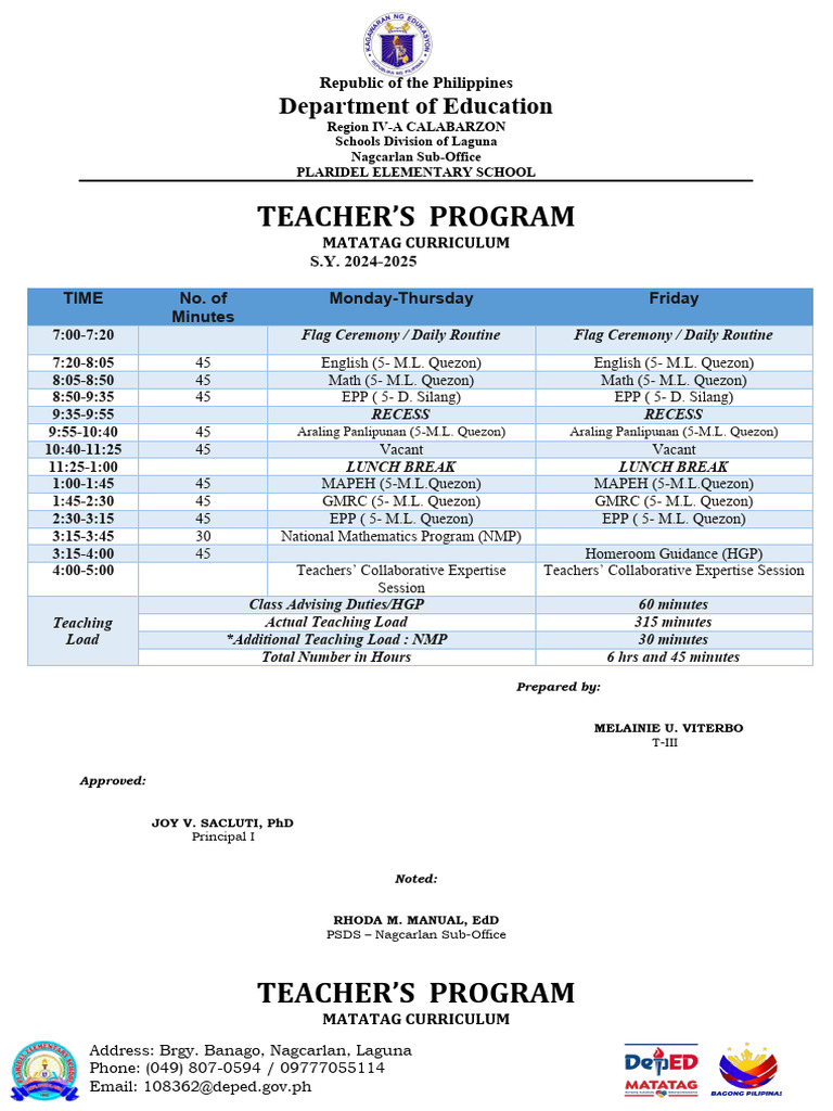 TEACHERS PROGRAM 2024 MELAI Matatag | PDF | Educational Institutions ...