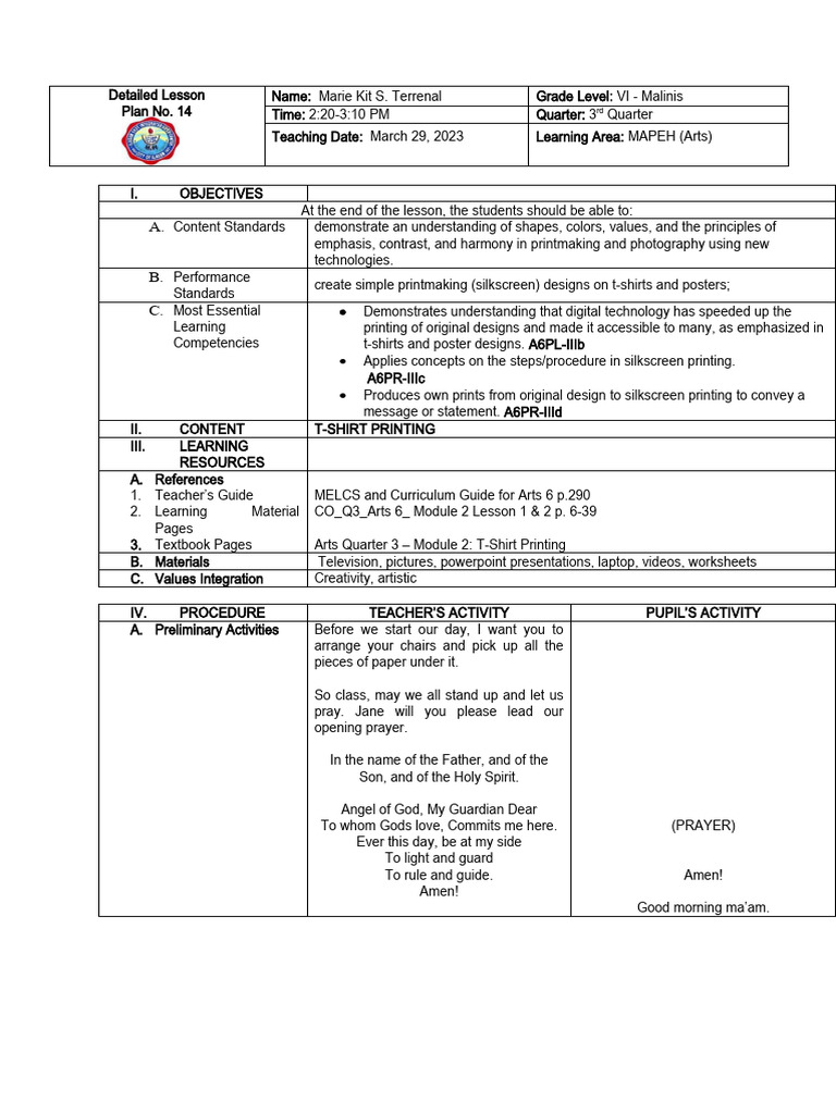 DLP - Arts (3) T-Shirt Printing | PDF | Graphic Design | Printing