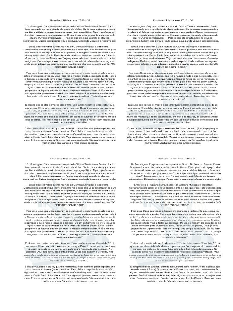 Referência Bíblica Atos 1716 A 34 10 - Mensagem Enquanto Estava Esperando Silas e Timóteo em ...