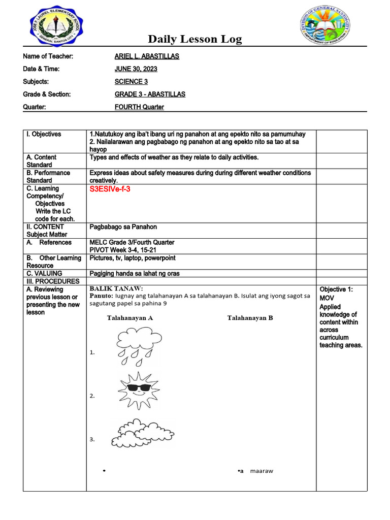 Cot Science Weather | PDF