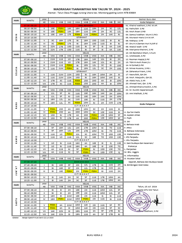 Fix Jadwal 2024-2025 | PDF