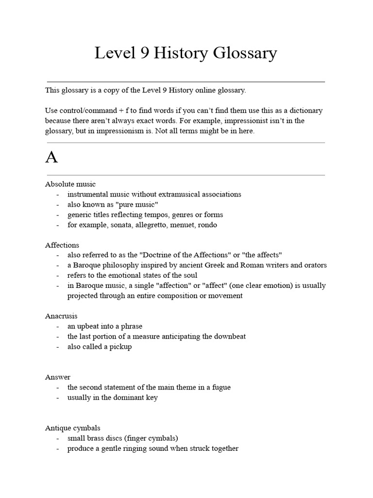 Level 9 Music History - No. 2, Terms | PDF | Harmony | Baroque Music