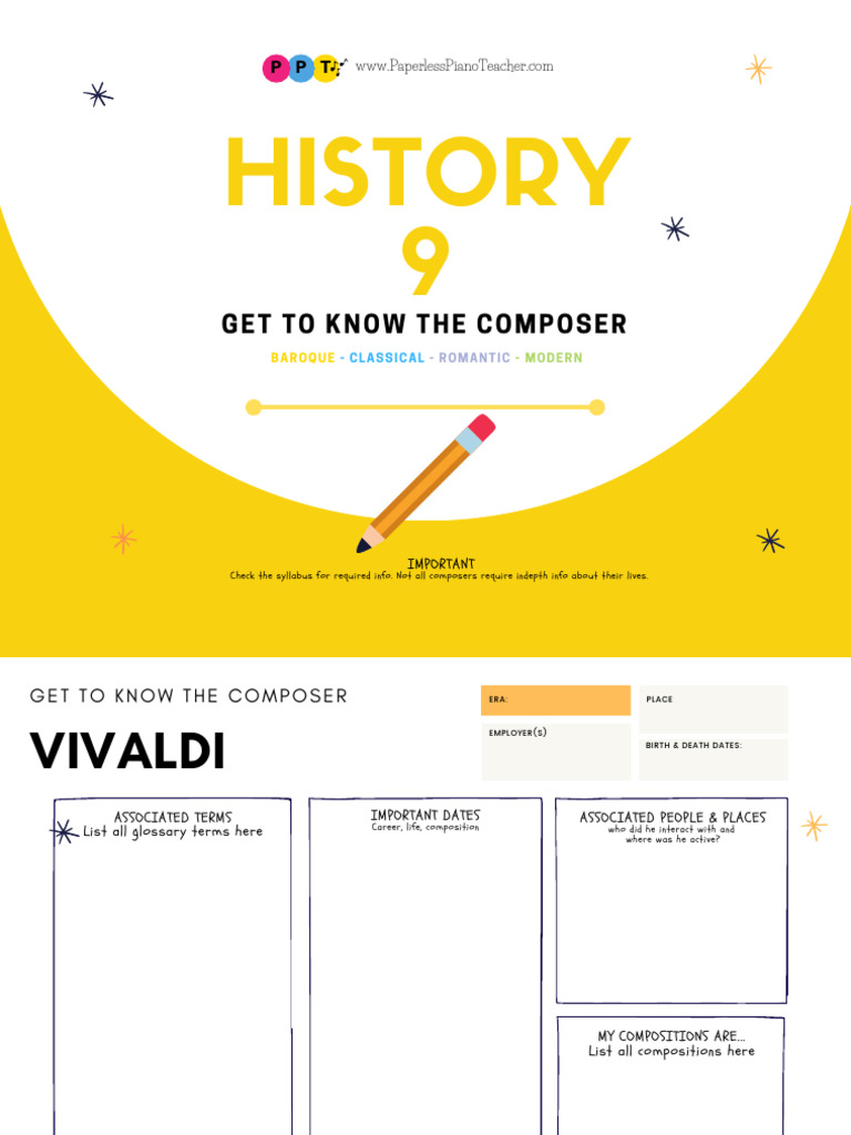 History 9 - Get To Know The Composer Worksheets | PDF | Composers ...