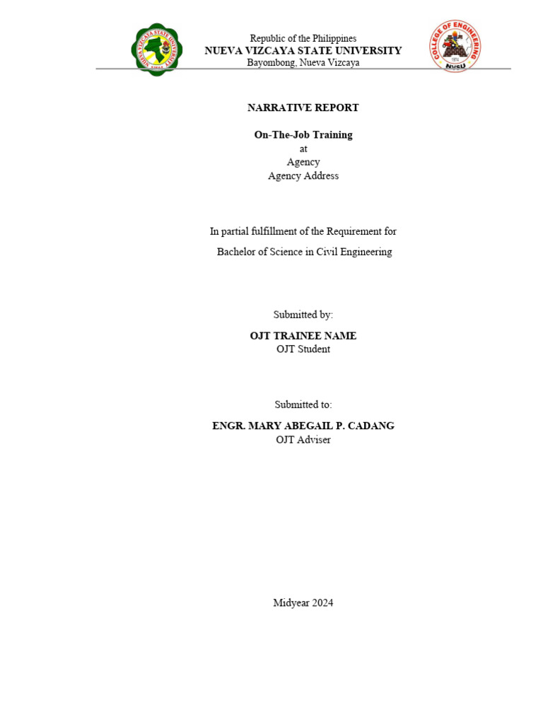 NVSU Civil Engineering OJT Report | PDF