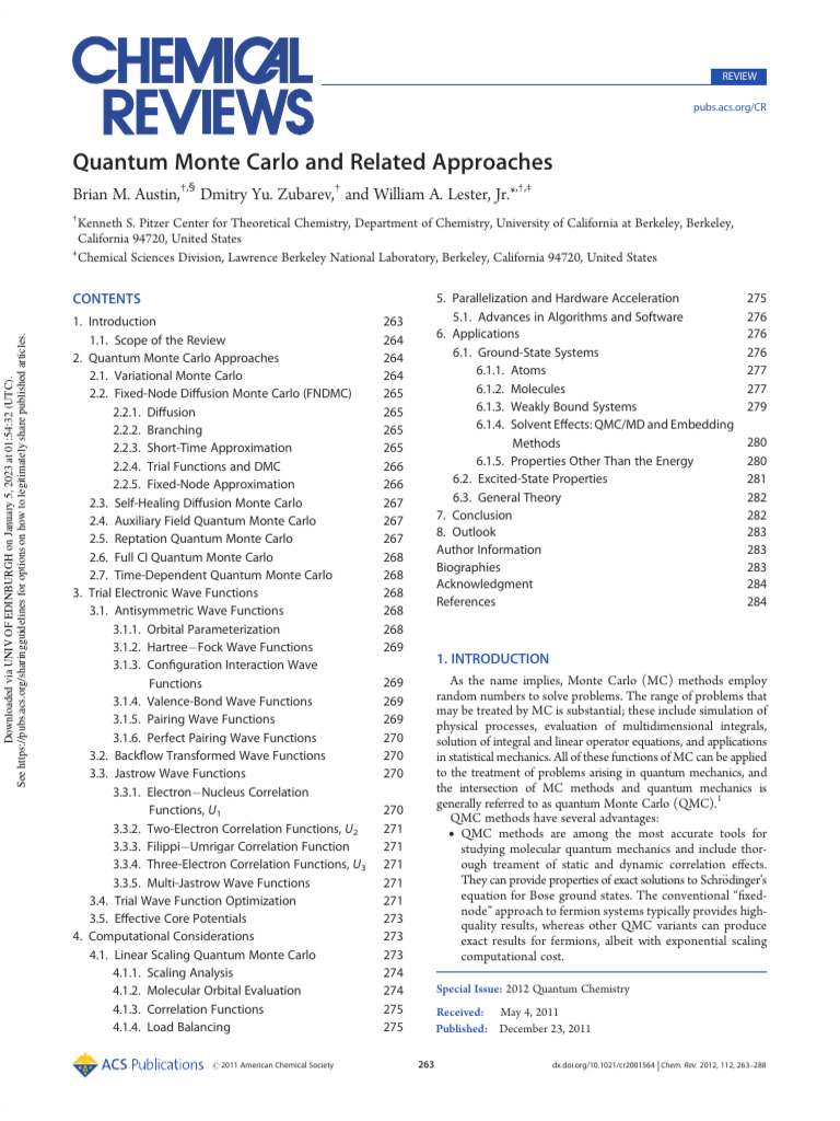Austin-Quantum Monte Carlo and Related Approaches-Article-Chemical Reviews-Computational Quantum ...