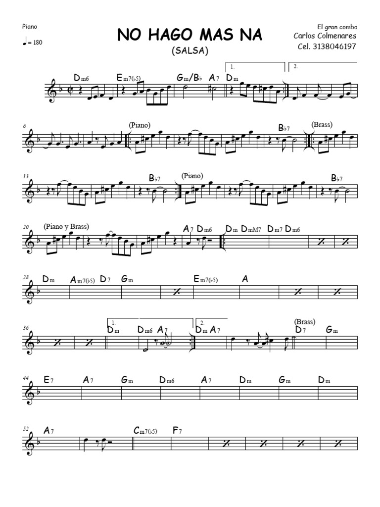 No Hago Mas Na - Piano-1 | PDF