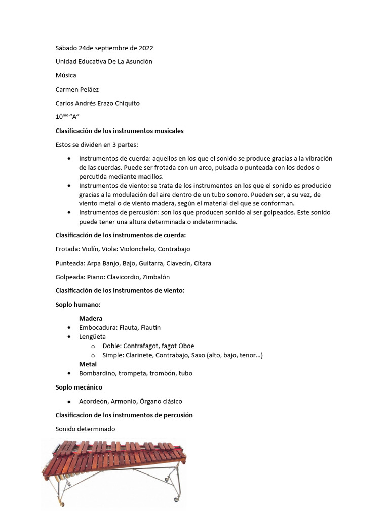 Clasificacion Instrumentos Musicales | PDF