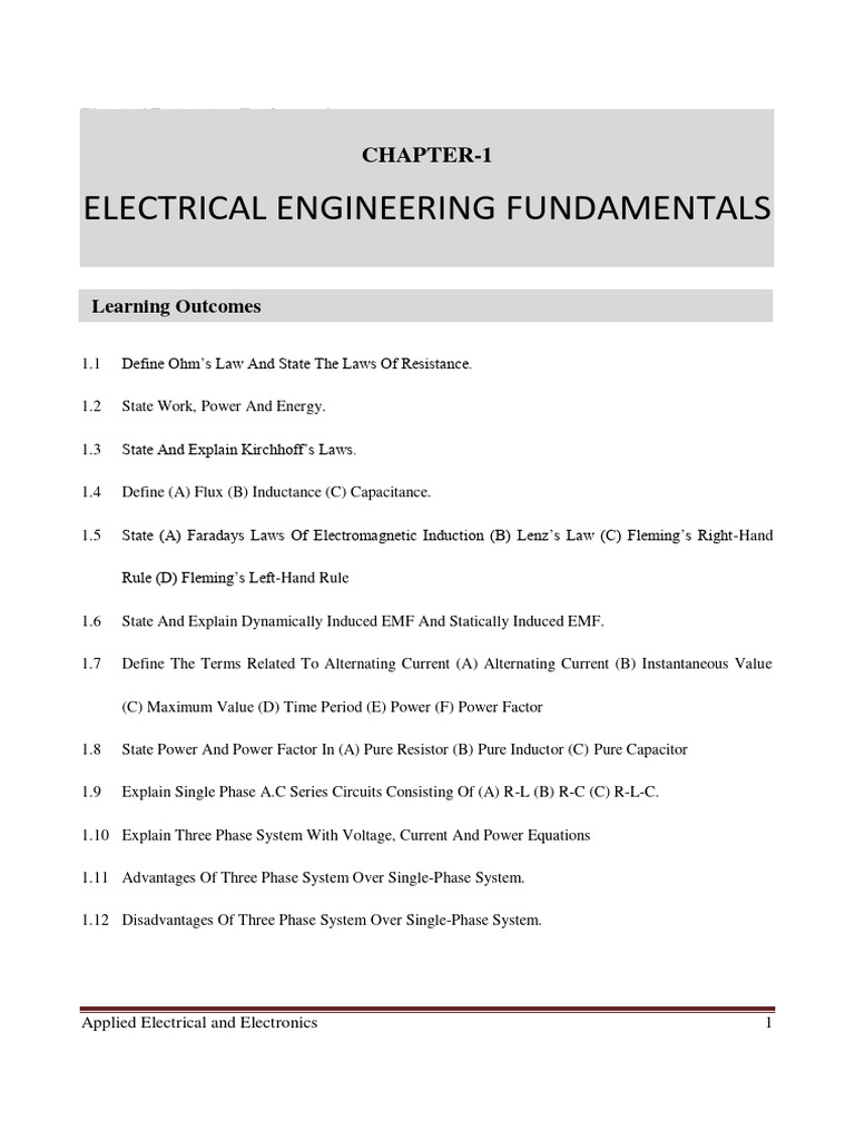 Ch 1 Electrical Engineering Fundamentals Pdf Electromagnetic