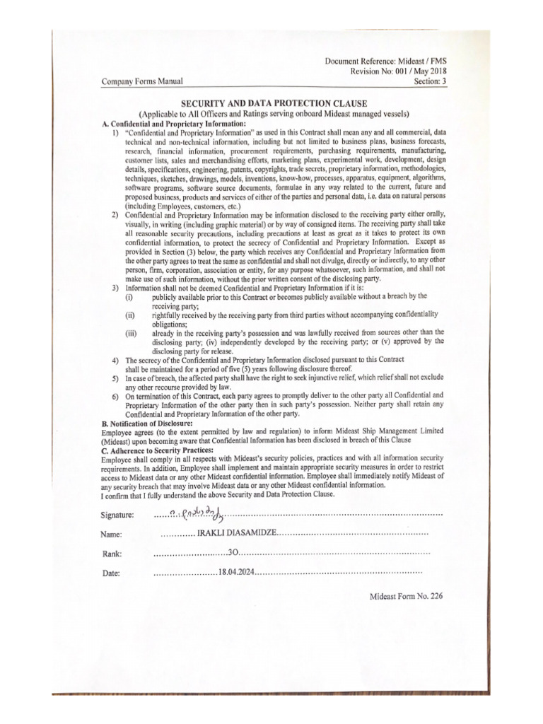 Security and Data Protection Clause | PDF