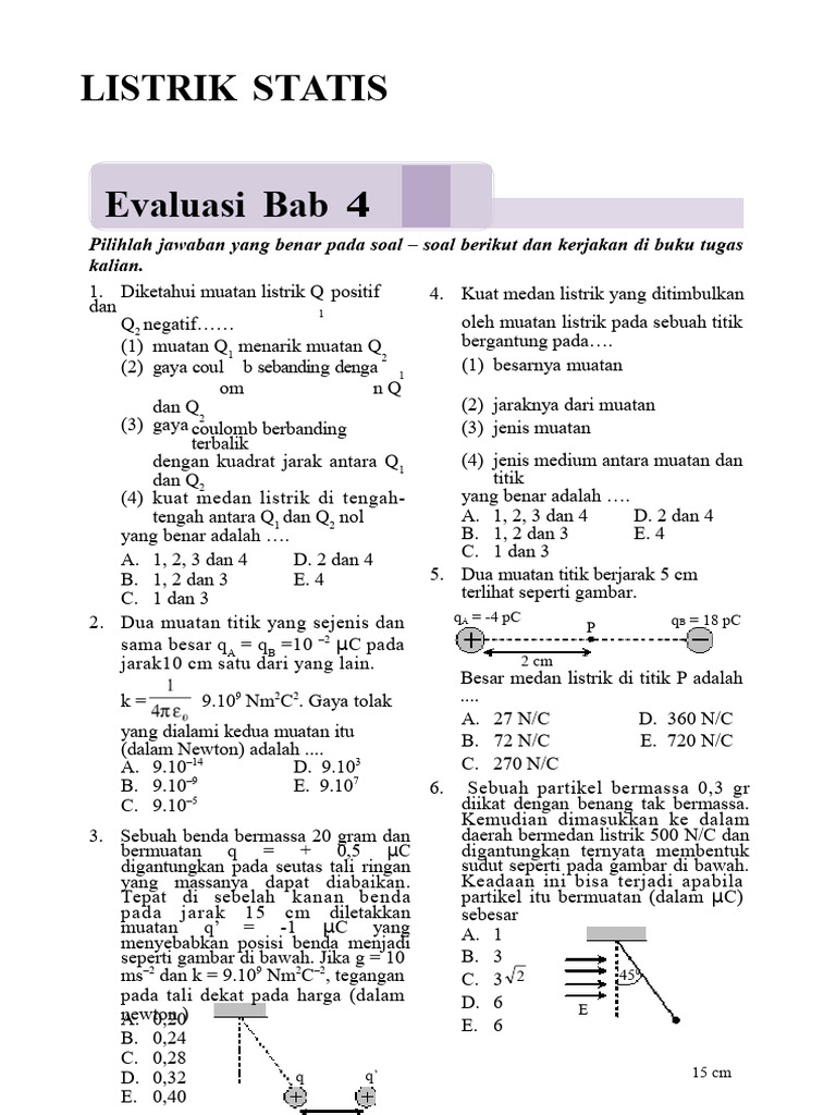 Soal Ulangan Harian Fisika SMA Kelas 12 Bab Listrik Statis | PDF