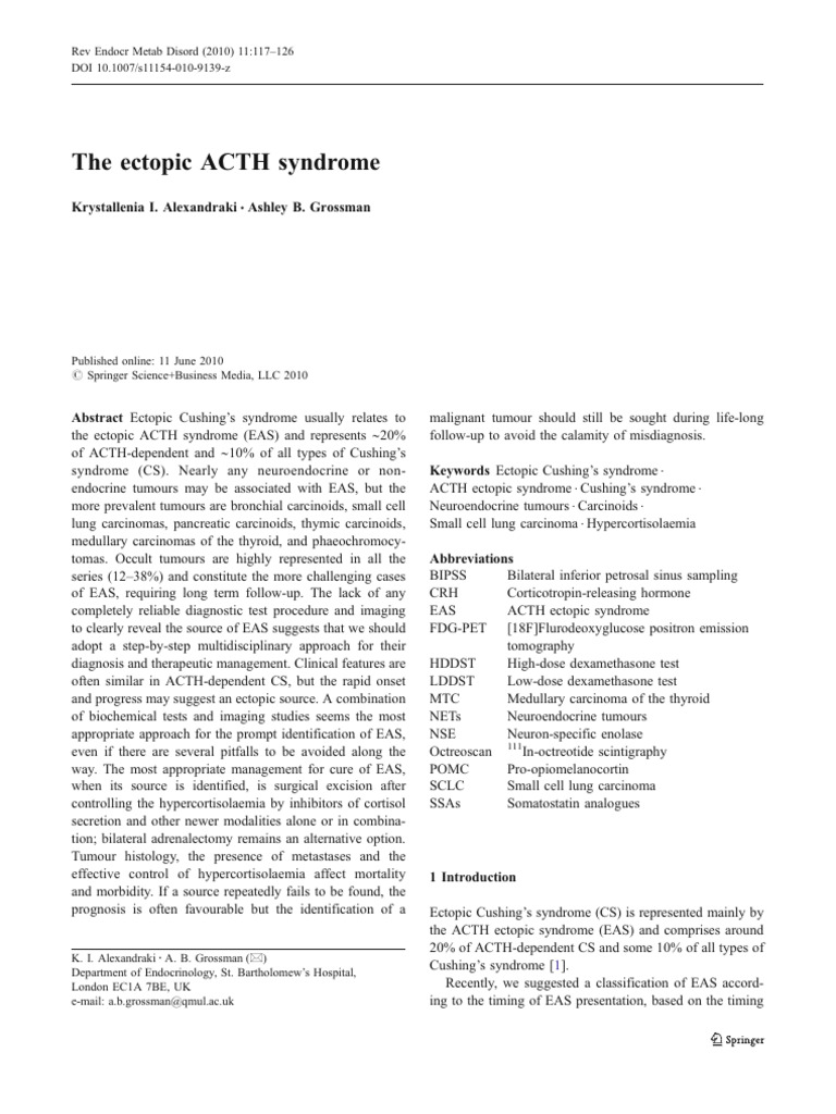 The Ectopic ACTH Syndrome | PDF | Glands | Medical Specialties