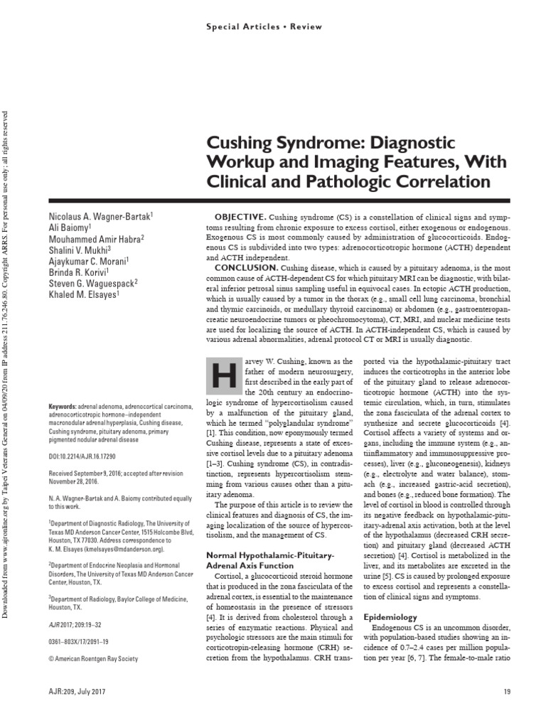 Cushing Syndrome Diagnostic Workup and Imaging Features, With Clinical ...