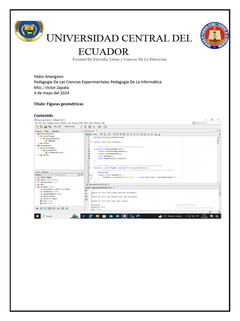 Implementación de Figuras Geométricas en Java | PDF | Métodos y materiales de enseñanza