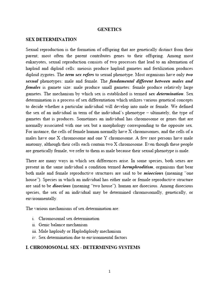 Genetics Note 1 Pdf Sex Male