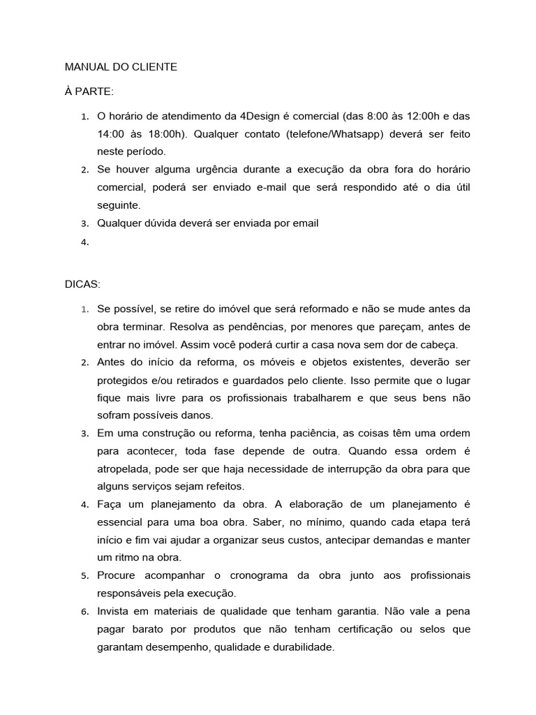 Manual Do Cliente | PDF | Qualidade (negócios)