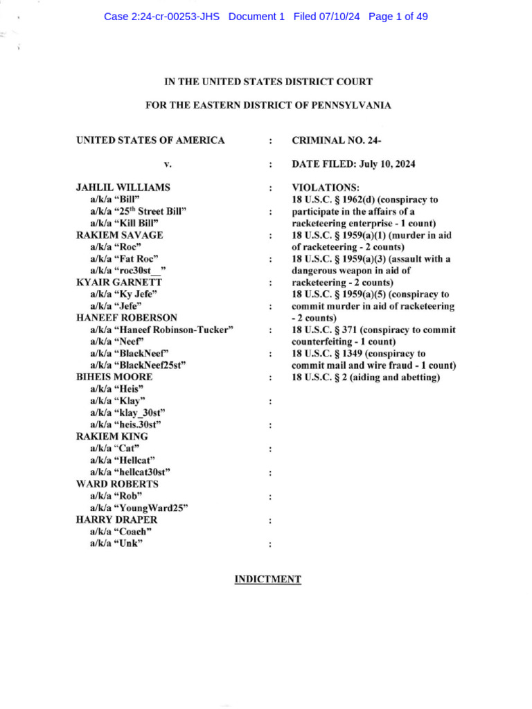 Omerta Indictment | PDF | Law