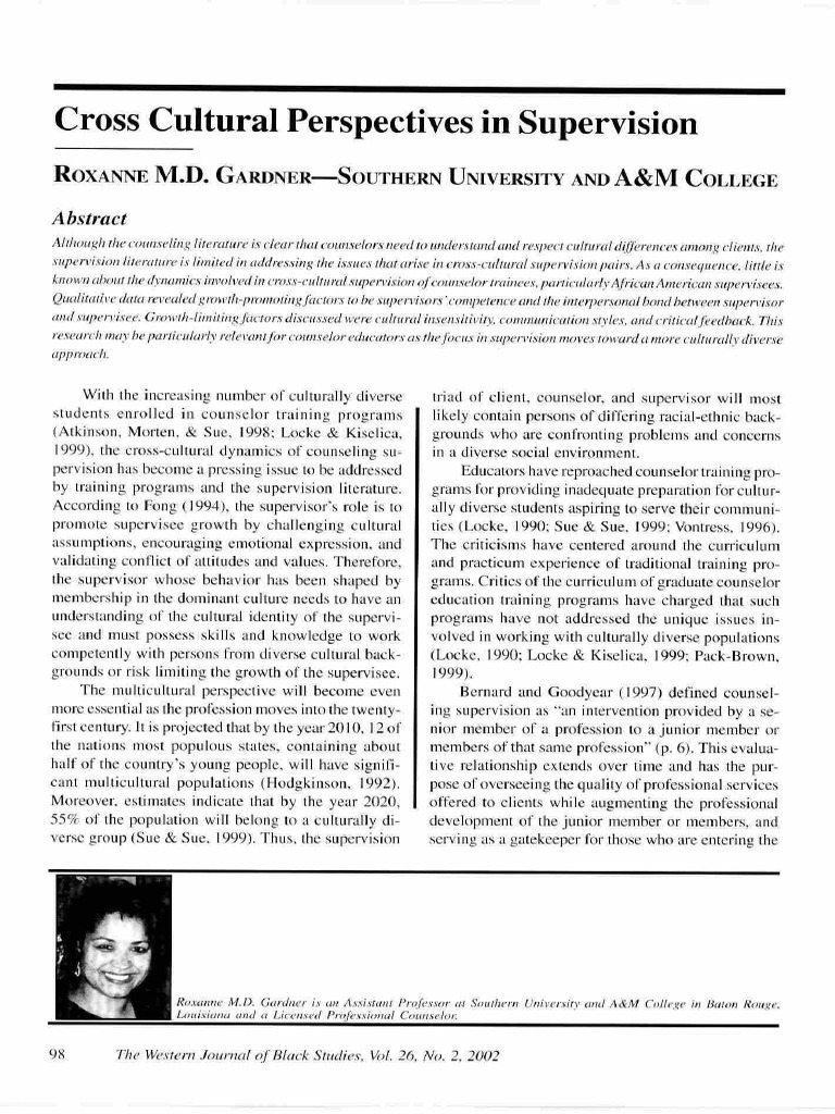 Cross Cultural Perspectives in Supervision | PDF