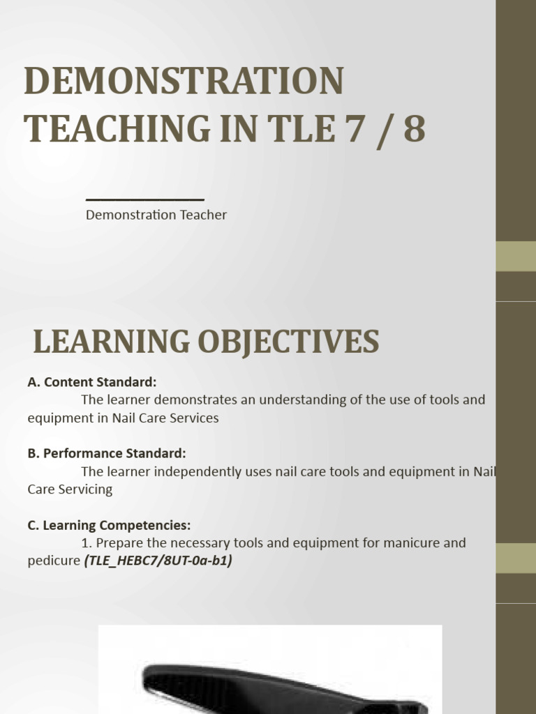 Demonstration Teaching in Tle 7.edit | PDF | Nail (Anatomy) | Beauty