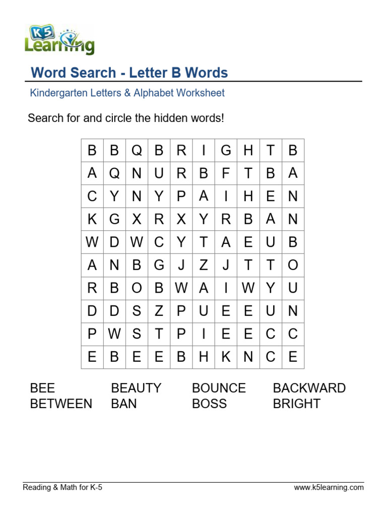 Word Search Letter B | PDF