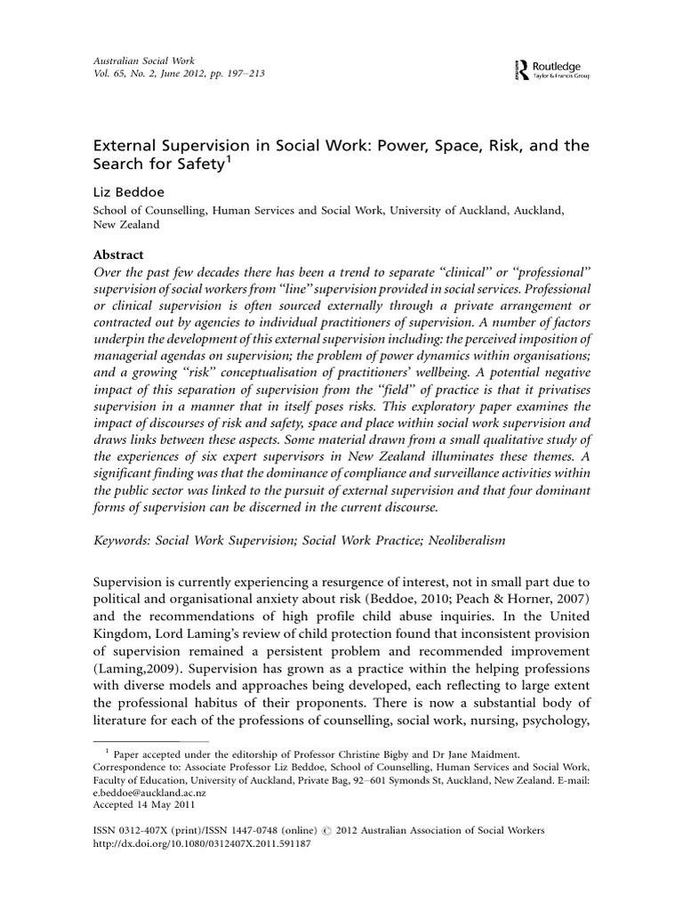 External Supervision in Social Work | PDF | Social Work | Risk
