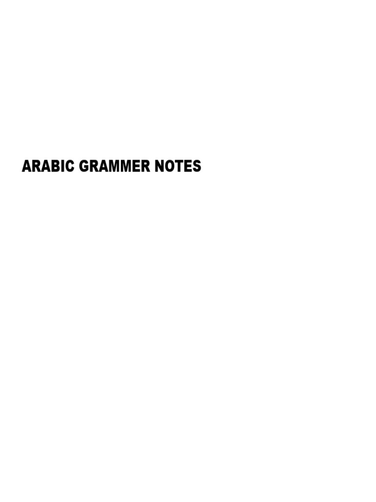 Arabic Grammer Notes | PDF | Consonant | Vowel