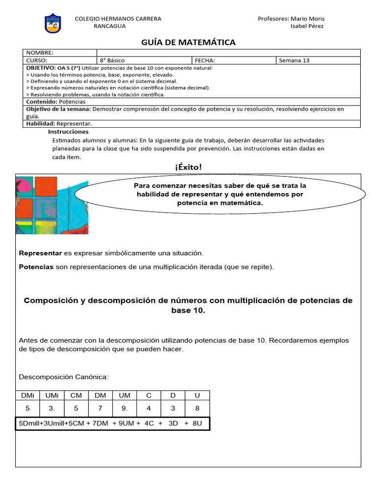 Mat 8B GUIA S13 | PDF | Exponenciación | Objetos matemáticos