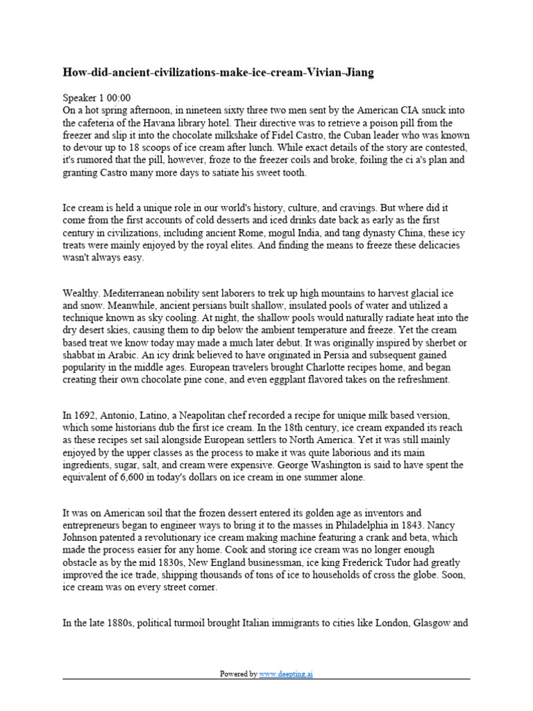 How Did Ancient Civilizations Make Ice Cream Vivian Jiang Transcript ...