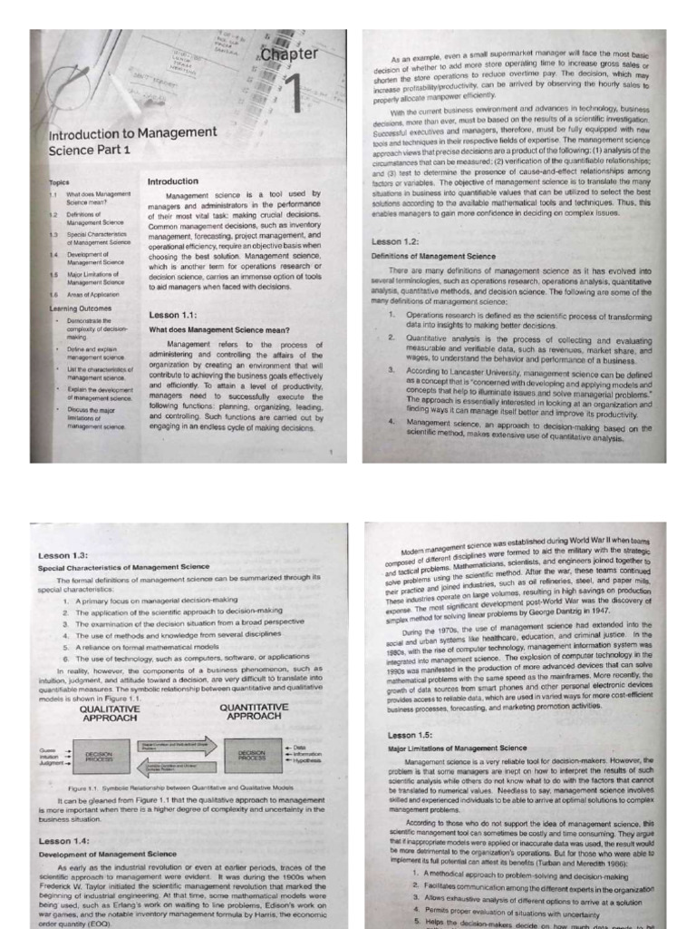 Management Science - Chapter 1 & 2 | PDF