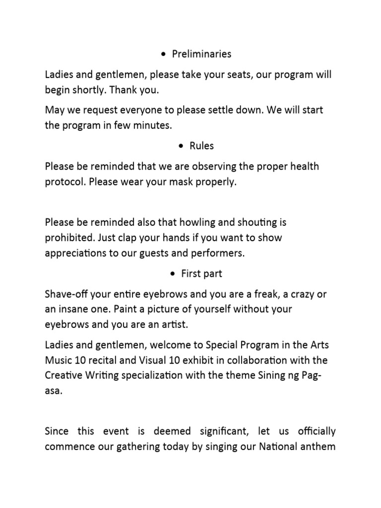 Exhibit and Recital Script | PDF