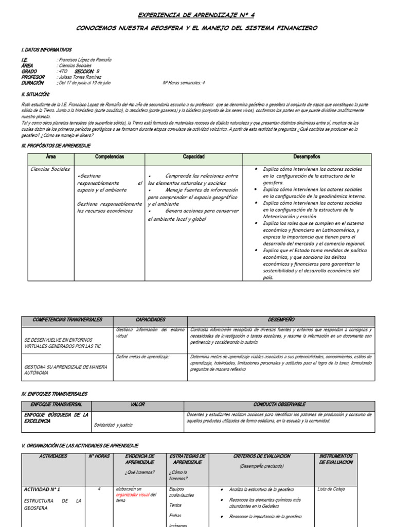 2024 CCSS 4to Experiencia #4 | PDF | Aprendizaje | Evaluación