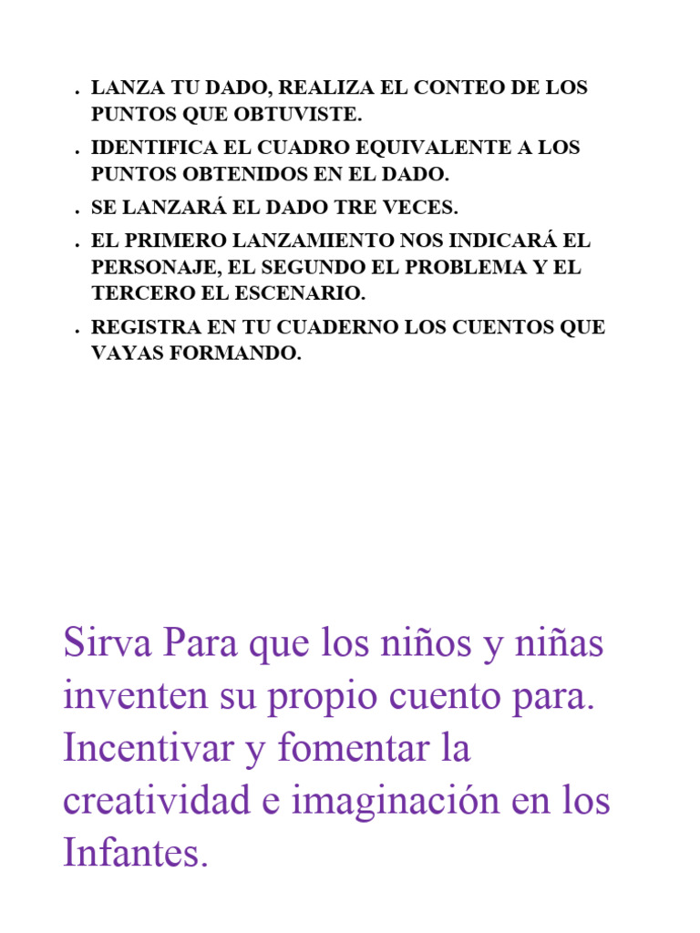 Crea Cuentos con Dados para Niños | PDF