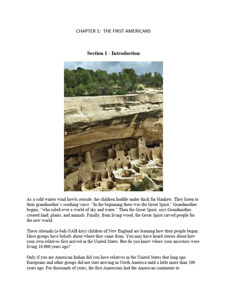 Chapter 1 The First Americans Text | PDF | Natural Environment