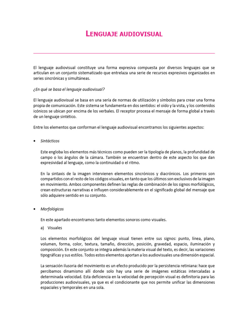 U1 Lenguaje Audiovisual | PDF