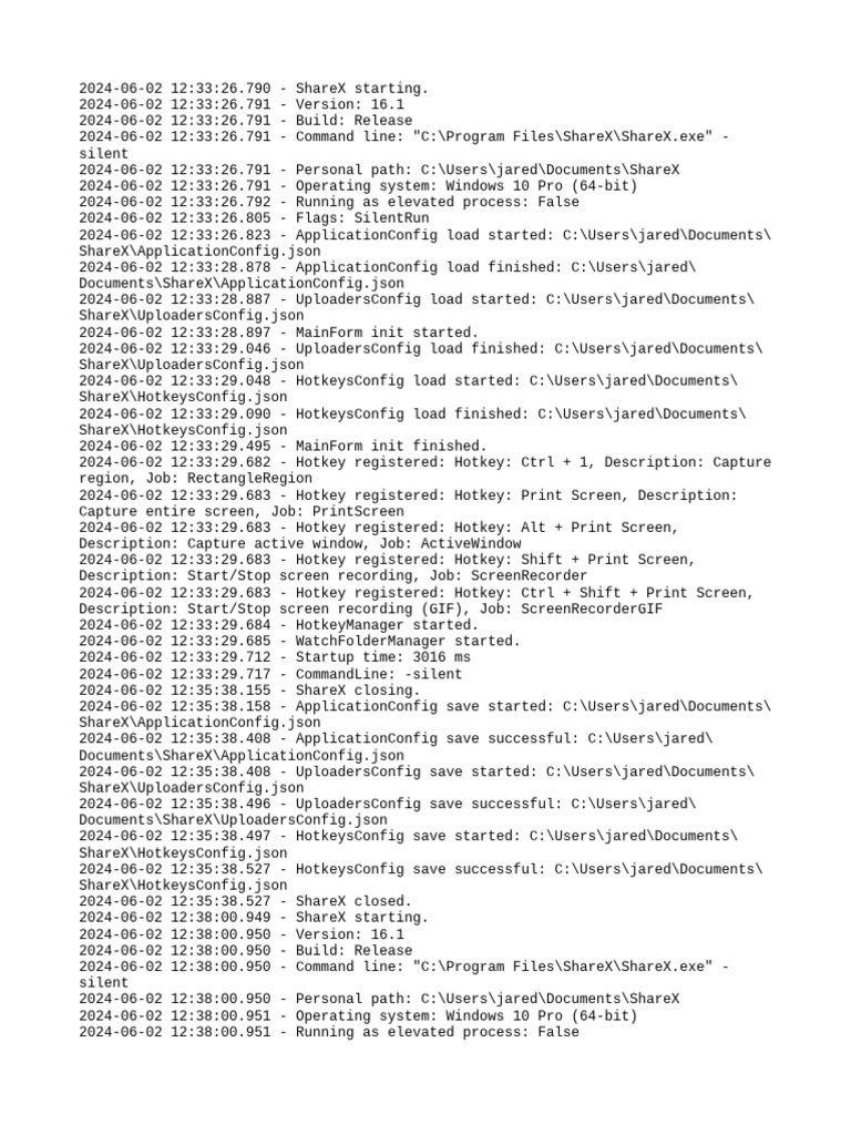 ShareX Log 2024 06 | PDF | Keyboard Shortcut | Command Line Interface