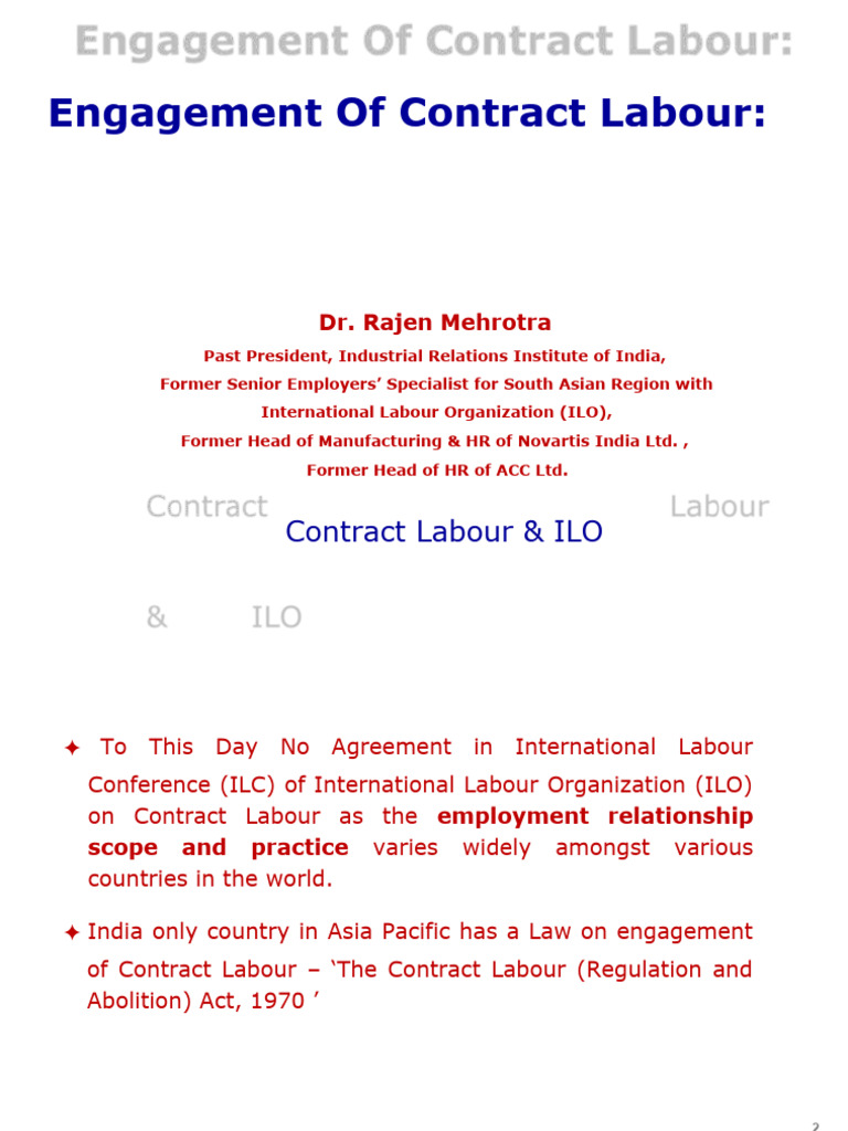 Engagement of Contract Labour | PDF | Employment | Labour Economics