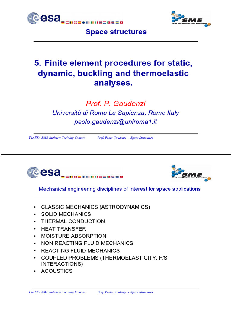Finite Element Procedures For Static, Dynamic, Buckling and Thermoelastic Analyses ...