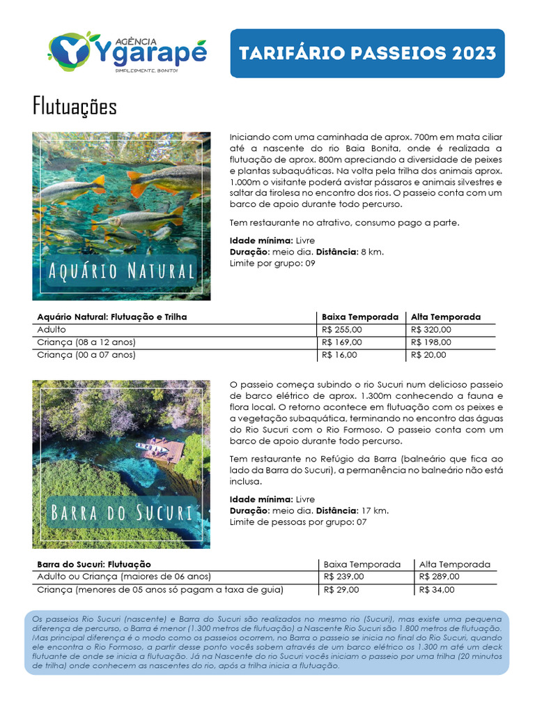 tarifario bonito | PDF | Rio