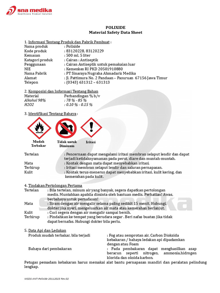 MSDS ANT Polixide Rev.02 | PDF | Sains & Matematika