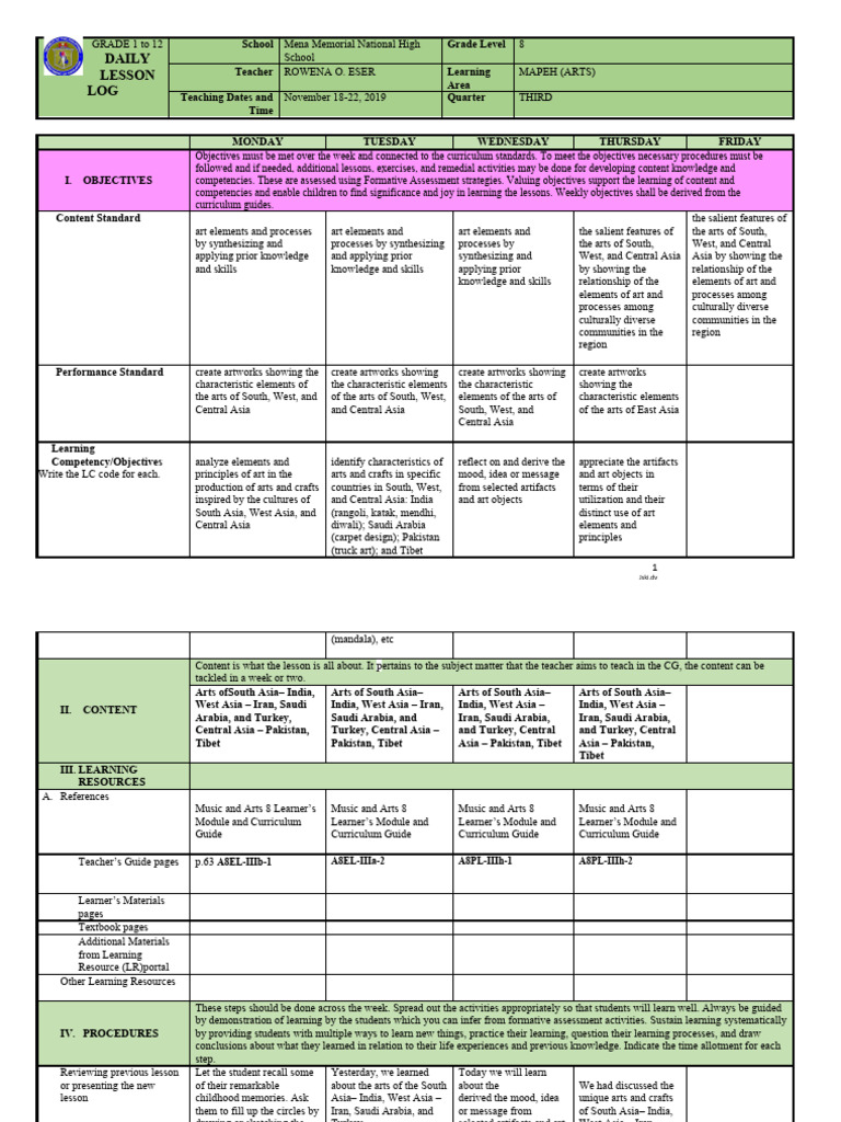 Arts Quater 3 | PDF | Learning | Curriculum
