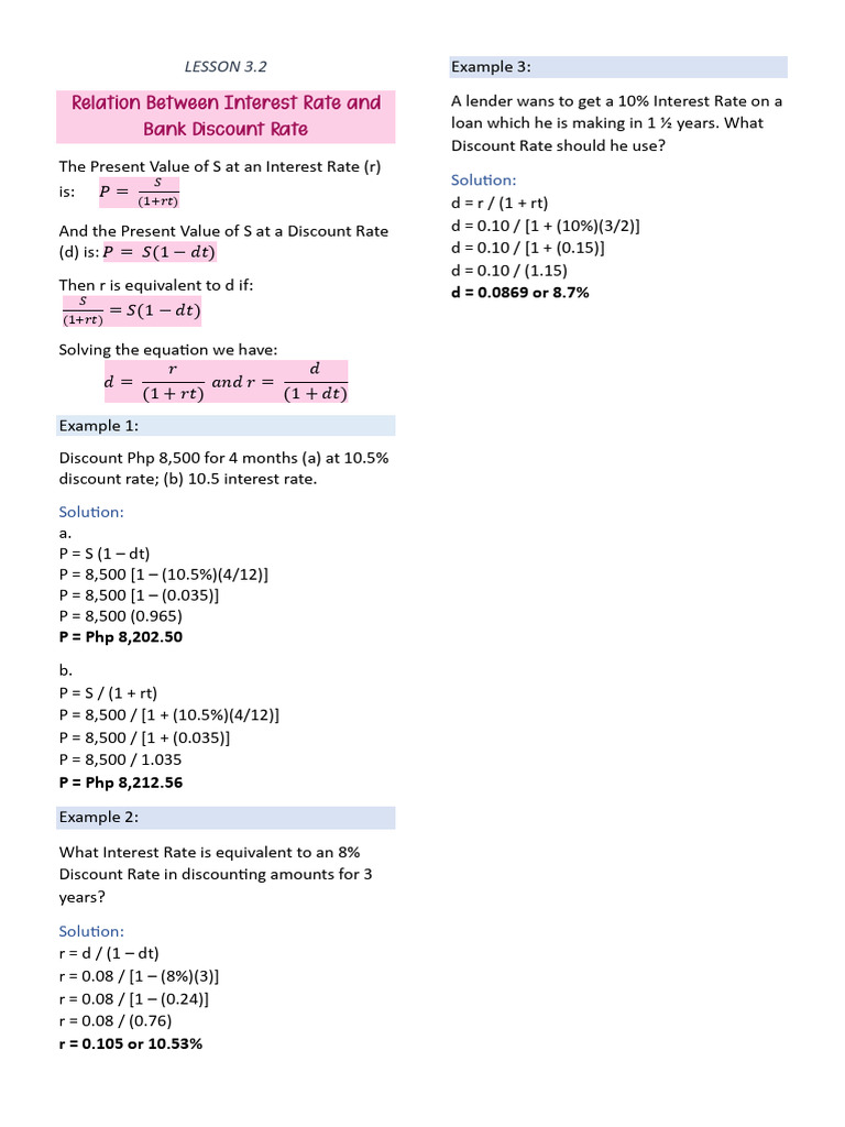 Present and Discount Value Calculations | PDF | Loans | Interest