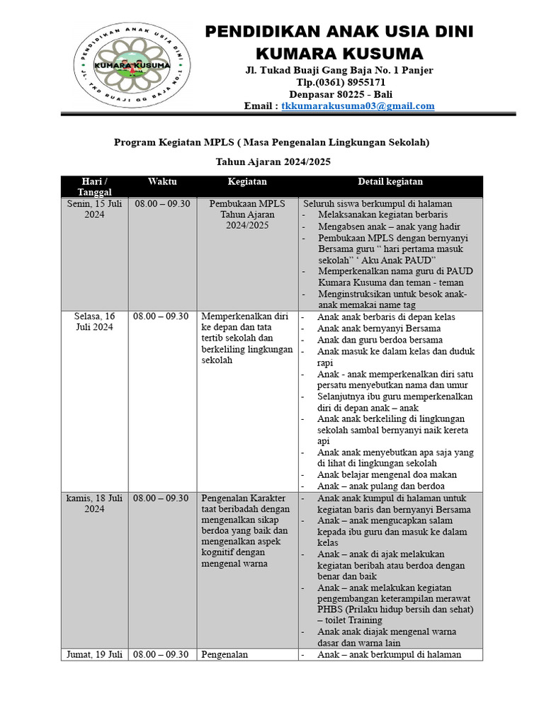 Program KegiataN MPLS 2024 | PDF