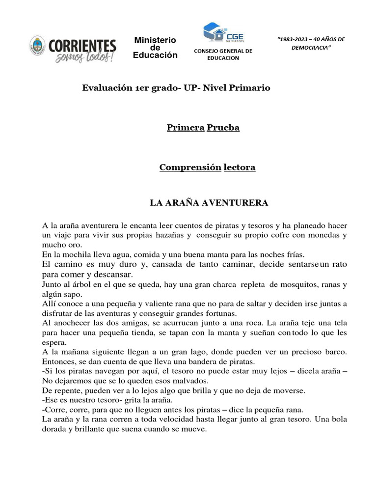 Evaluación 1er Grado Modelo 1 Pdf