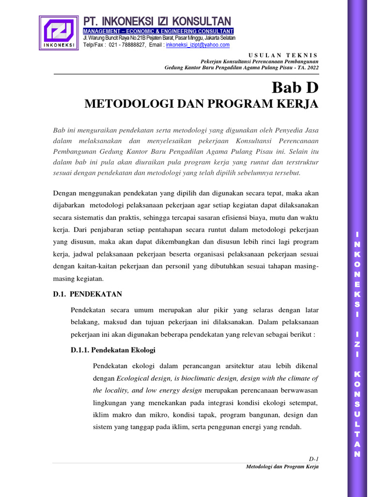 BAB D Metodologi Dan Program Kerja-PT - Inkoneksi Izi Konsultan | PDF