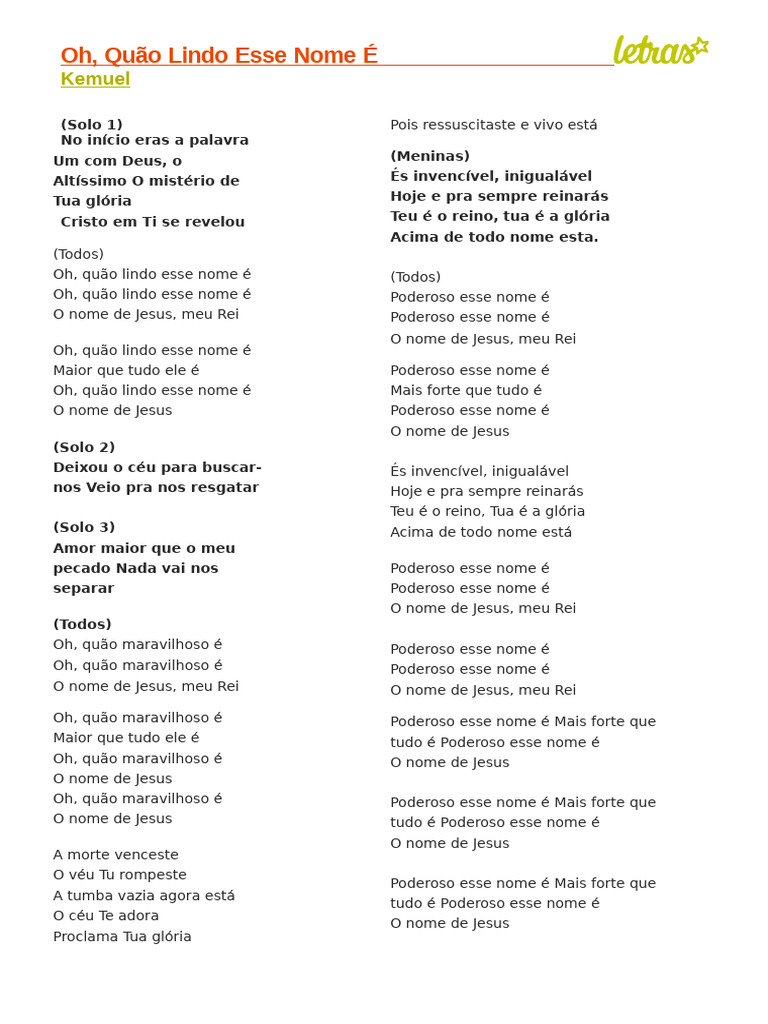 OH, QUÃO LINDO ESSE NOME É - Kemuel (Impressão) | PDF
