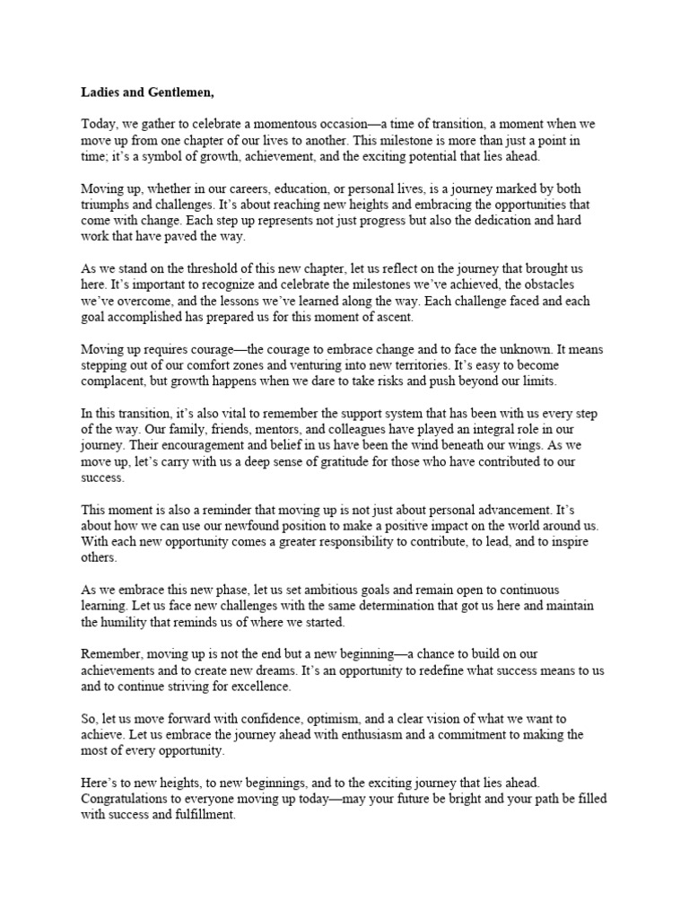 Moving Up Speech | PDF