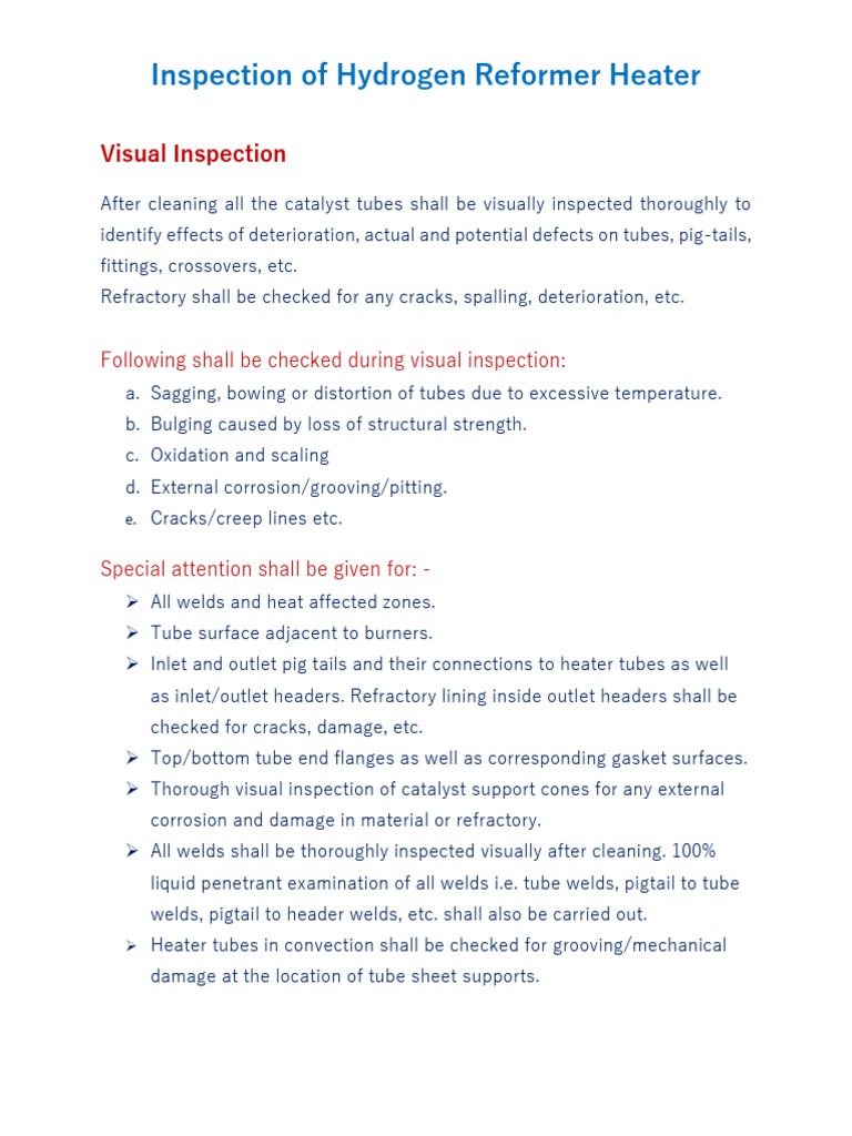 Inspection of Hydrogen Reformer Heater. | PDF | Ultrasound | Pipe ...