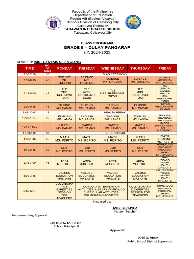 G9 Class program-FInal | PDF | Qualifications