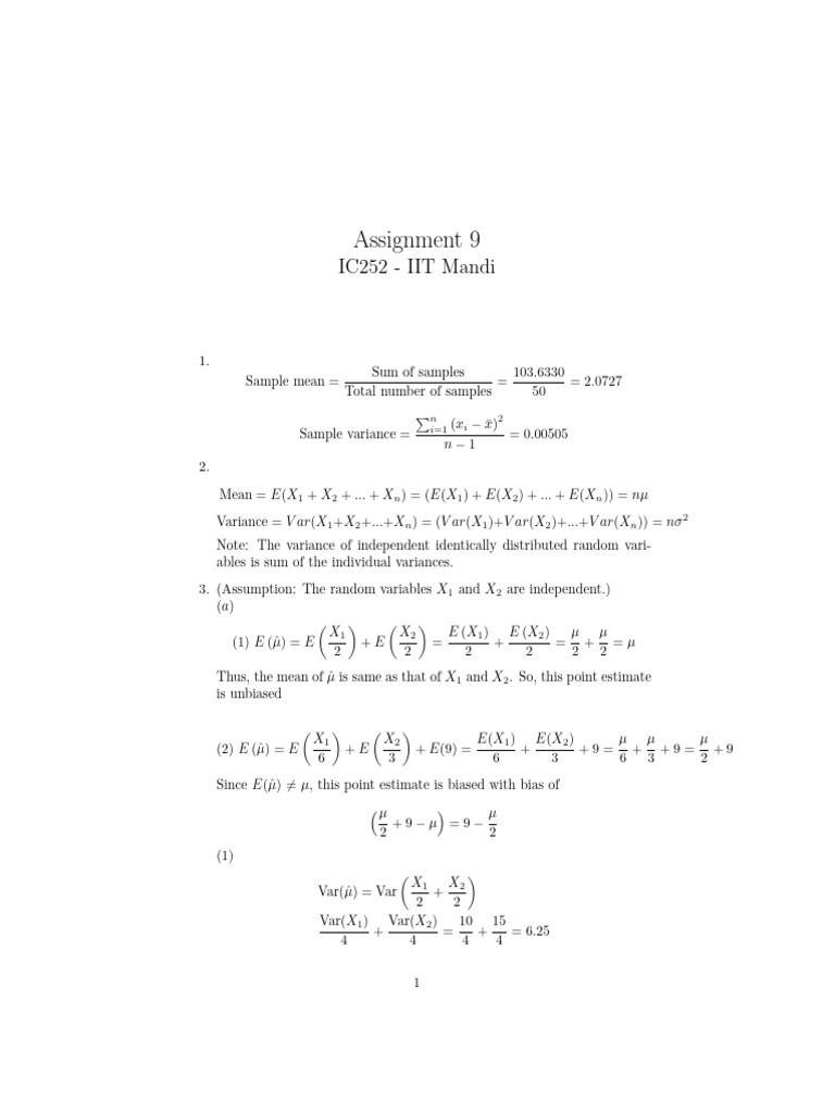 Sol 9 | PDF | Estimator | Bias Of An Estimator